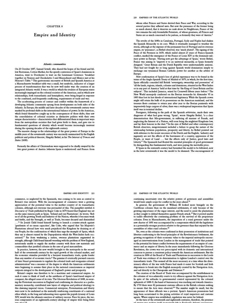 Empire and Identity: 220 Empires of The Atlantic World | PDF | New ...