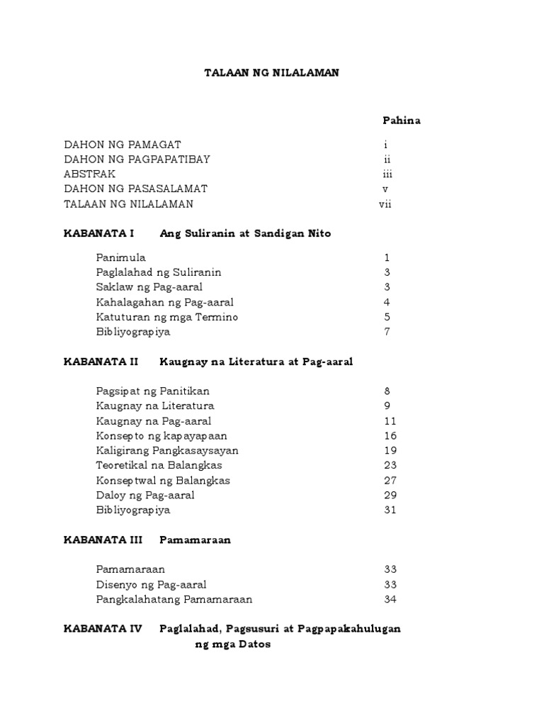Talaan NG Nilalaman | PDF