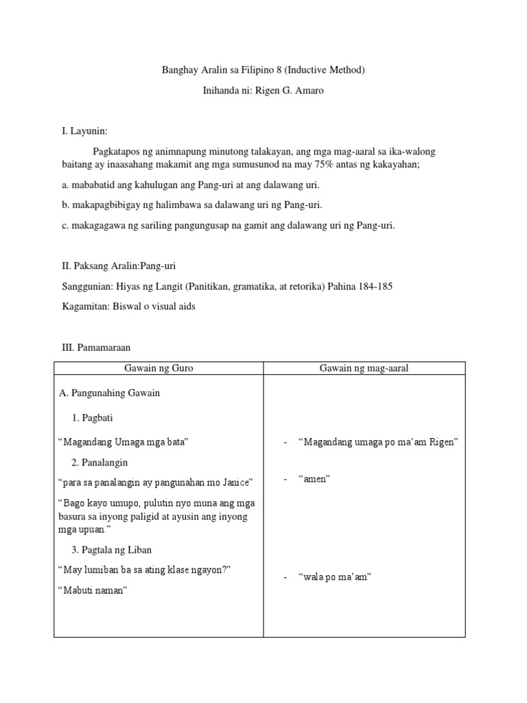 Lesson Plan Inductive Method | PDF