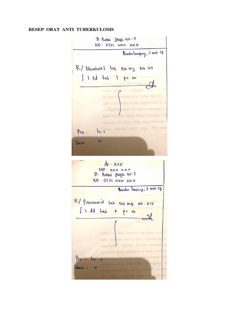 Resep Obat Anti Tuberkulosis | PDF