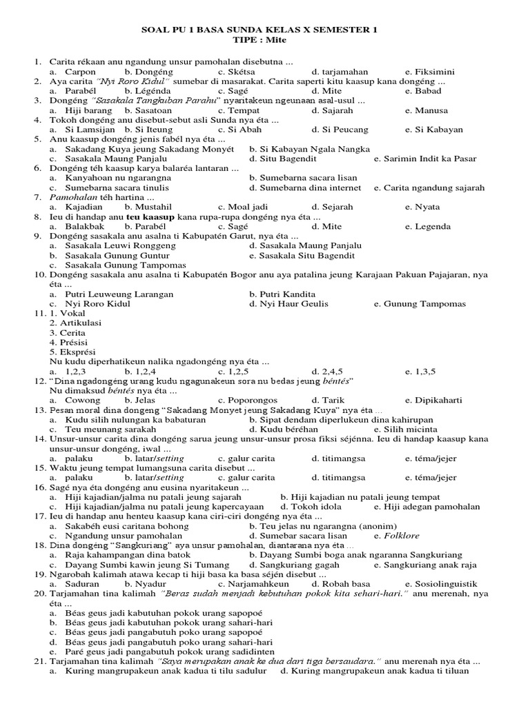 Soal Pu 1 Sem 1 TP Mite | PDF
