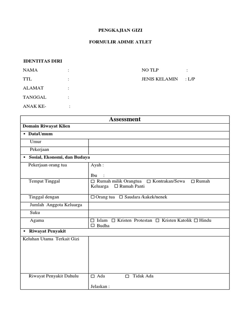 Form Atlet Adime | PDF