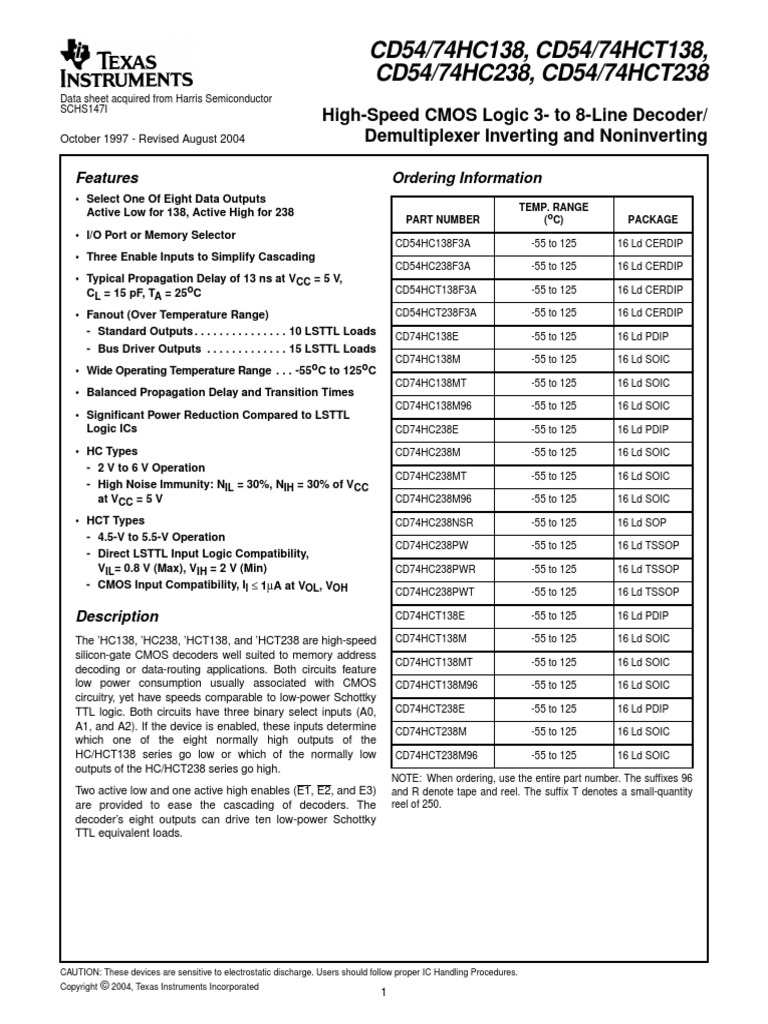 CD 54 HCT 238 | PDF | Electronics | Electronic Engineering