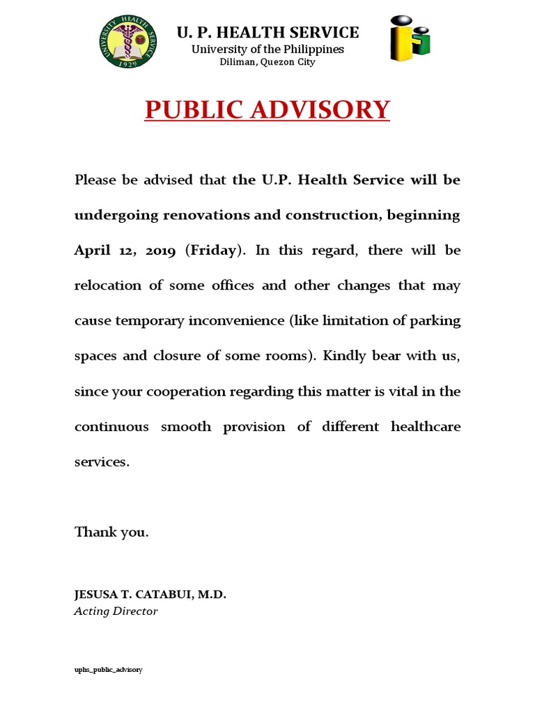 Uphs Public Advisory | PDF