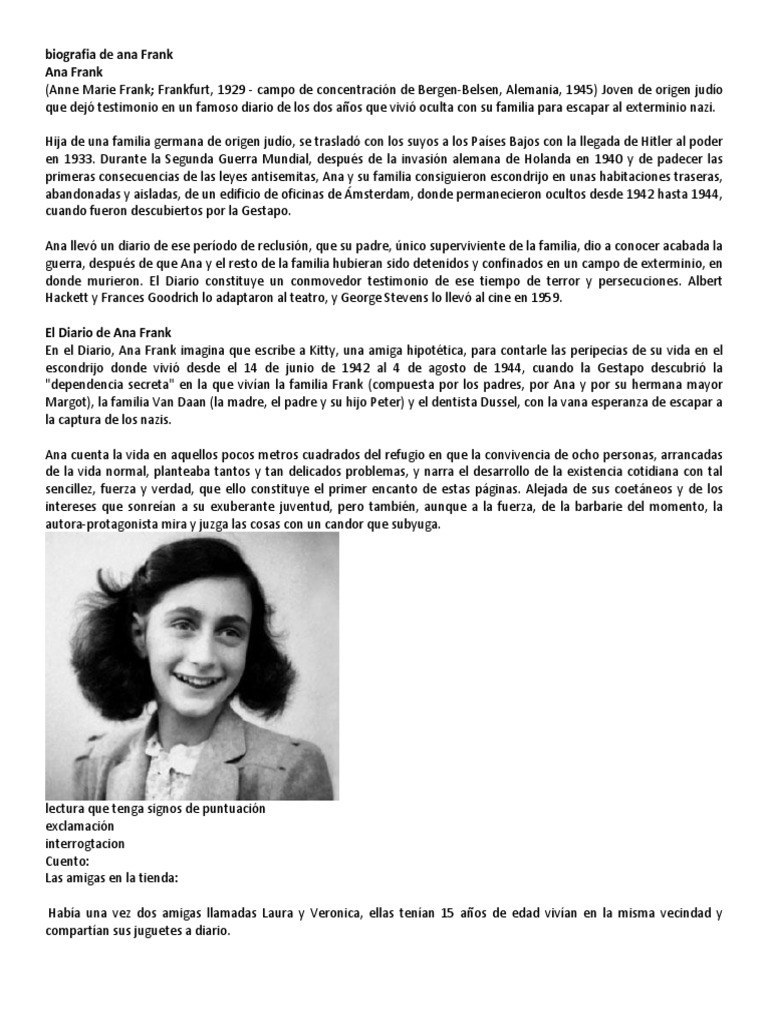 Biografia de Ana Frank | PDF | Anne Frank | Efecto invernadero