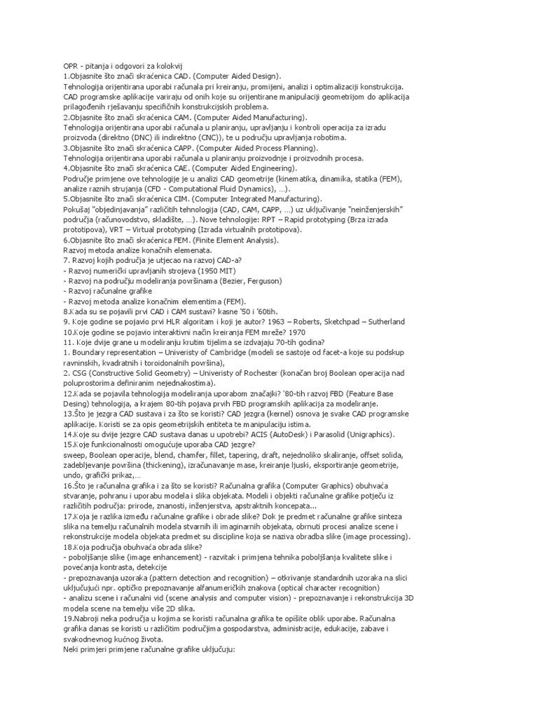 OPR Pitanja I Odgovori | PDF