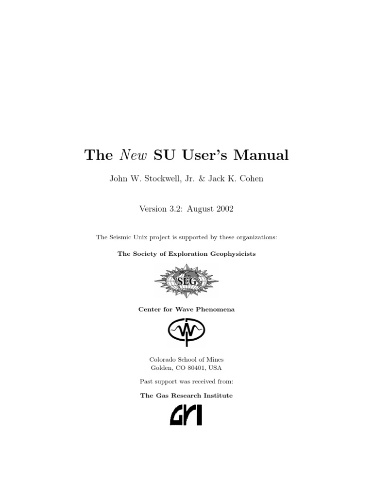 Seismic Unix User Manual | PDF | Command Line Interface | Parameter (Computer Programming)