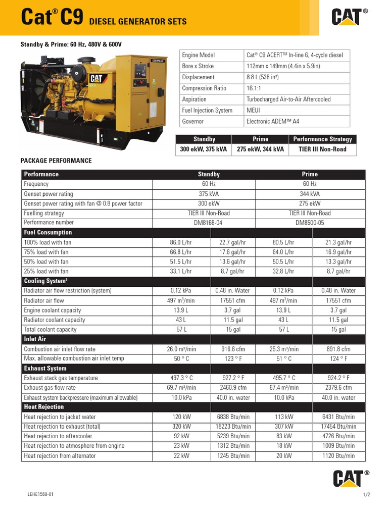 Diesel Generator Sets: Standby & Prime: 60 HZ, 480V & 600V | PDF ...