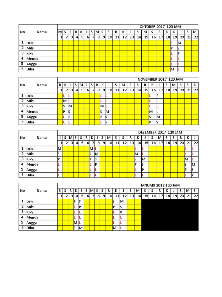 Monthly Attendance Records 2017 | PDF