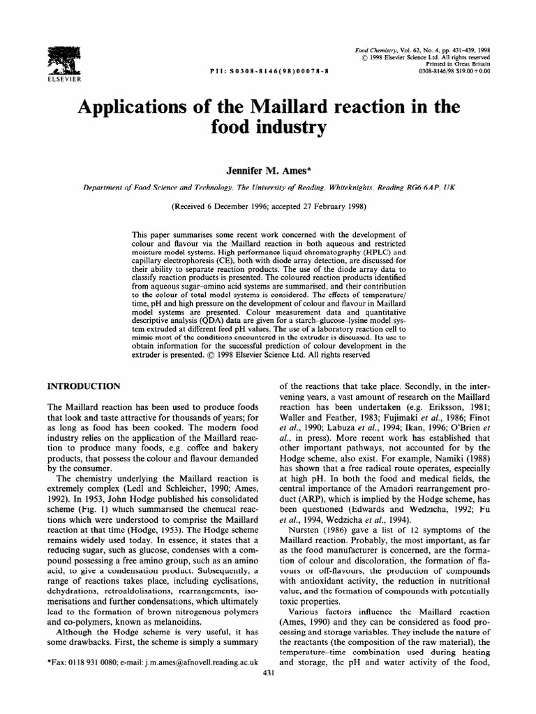 Applications of The Maillard Reaction in The Food Industry | PDF | High ...