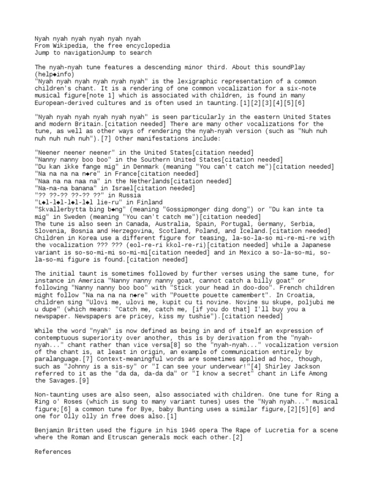 Nyah Nyah | PDF | Children's Music | Entertainment (General)