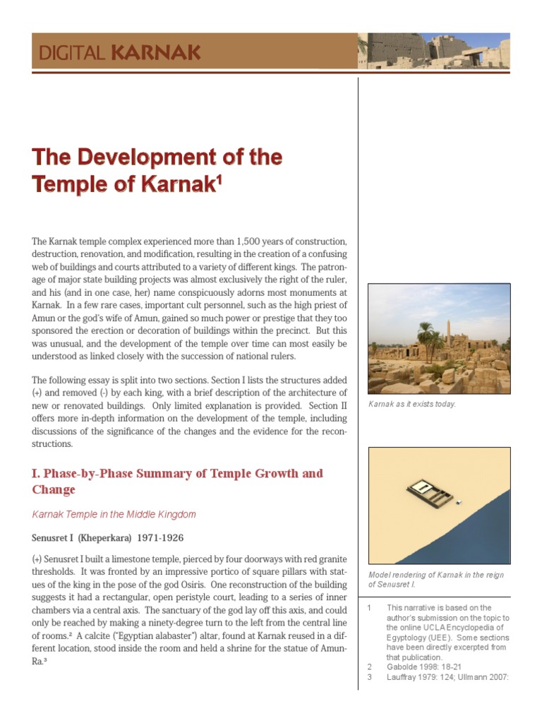 The Development of The Temple of Karnak | PDF | Ancient Egypt