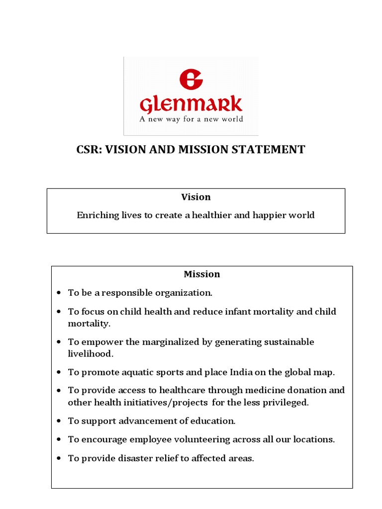 CSR: Vision and Mission Statement | PDF | Corporate Social ...