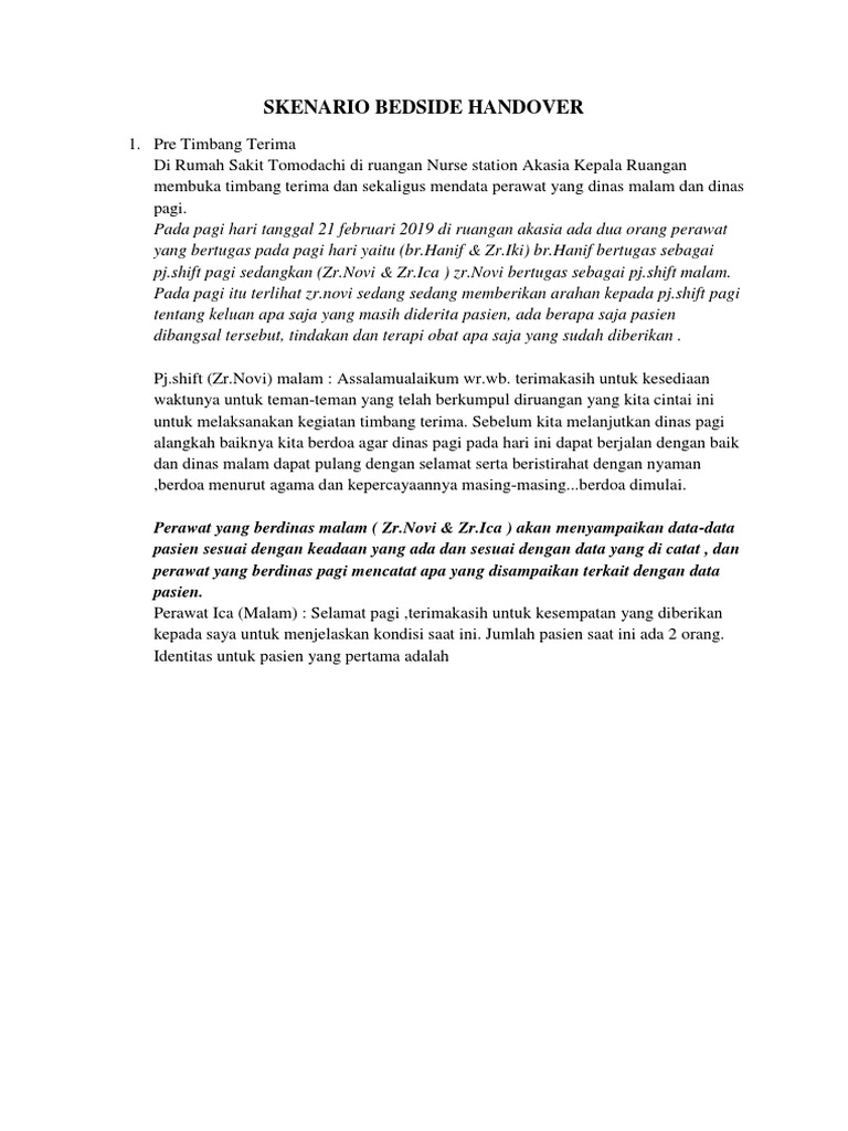 Bedside Handover Efektif di RS | PDF