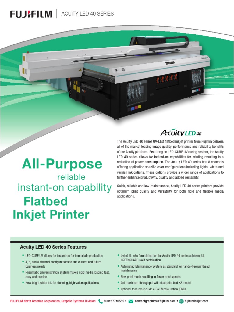 Acuity LED 40 Data Sheet | PDF | Printer (Computing) | Manufactured Goods
