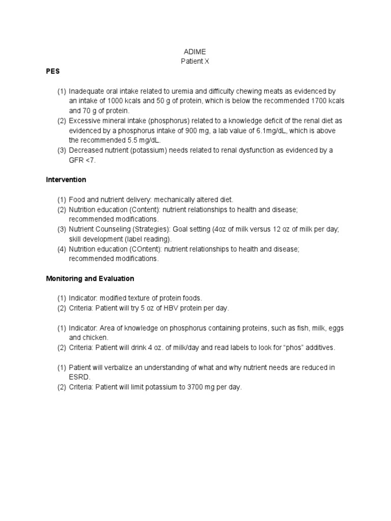 Adime Dialysis | PDF