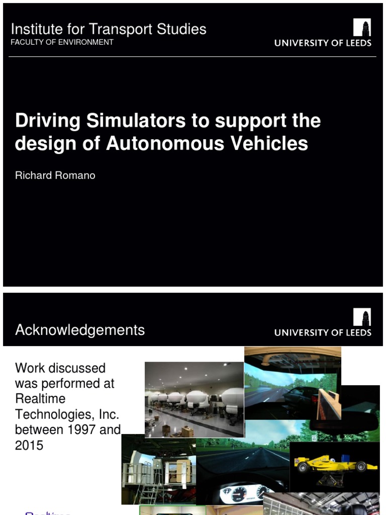 Driving Simulators To Support The Design Of Autonomous Vehicles Pdf Simulation Transport
