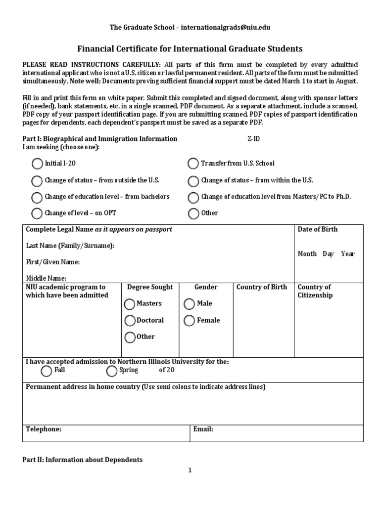 Financial Certificate For International Graduate Students | PDF ...