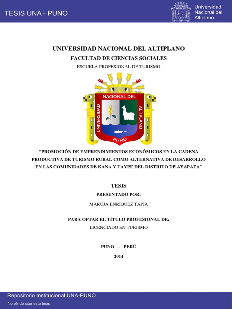 Enriquez Tapia Maruja PDF | PDF | Turismo | Producto (Negocio)