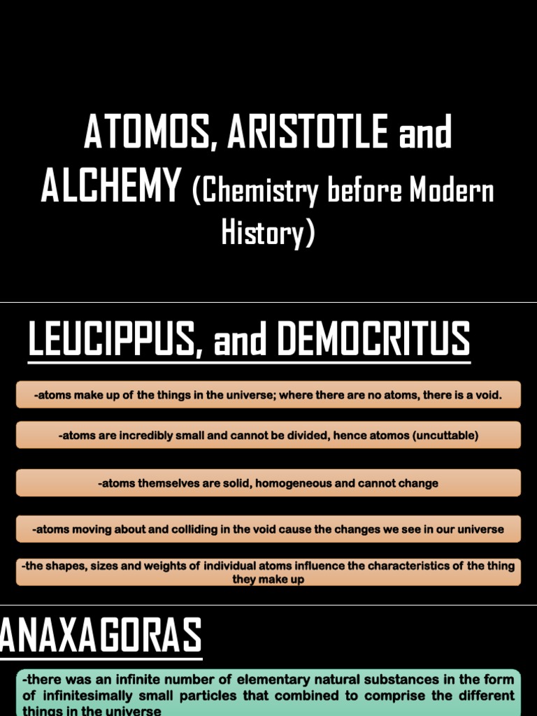 The History and Development of Early Atomic Theory and Alchemy ...