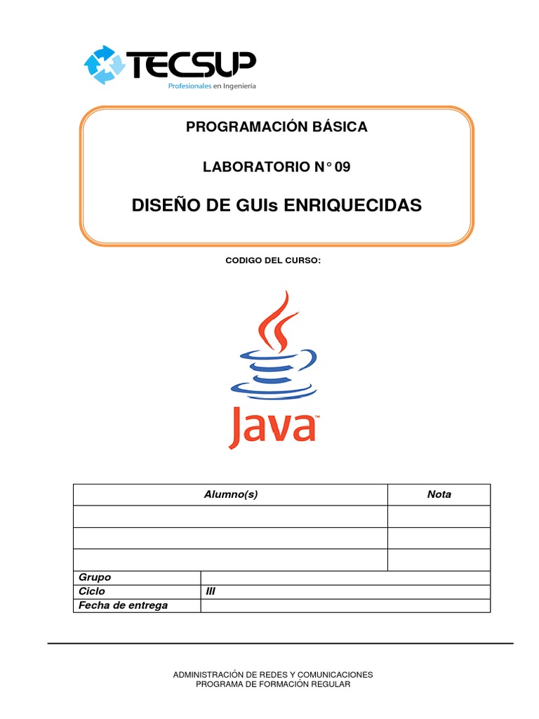 Lab 09 - Diseño de GUIs Enriquecidas | PDF | Java (lenguaje de programación) | Frijoles Netos