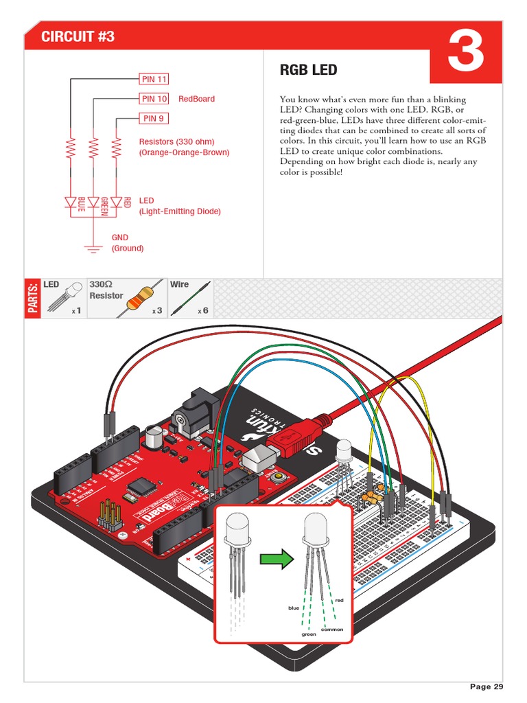SIK Guide V3.2 Circuit03 RGB LED PDF | PDF | Light Emitting Diode | Volt