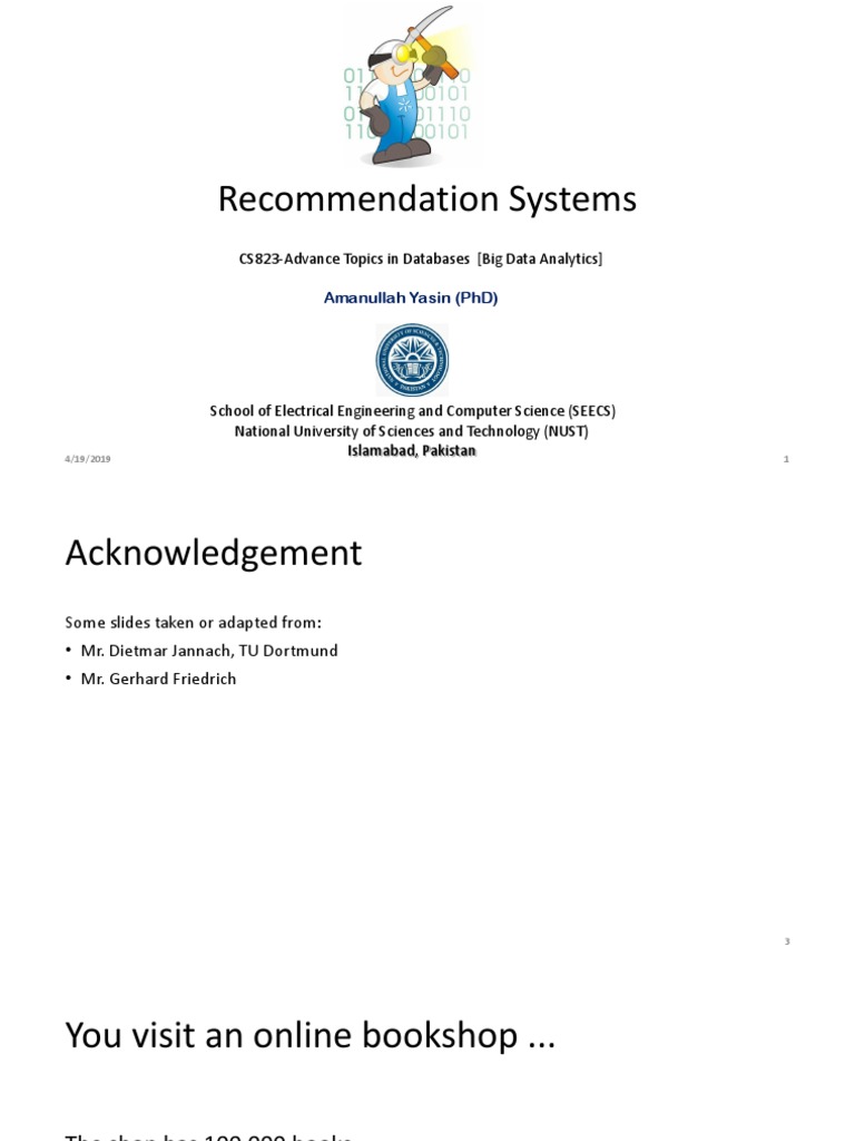 MS - BDA Lec - Recommendation Systems I | PDF | Information Technology | Cognitive Science