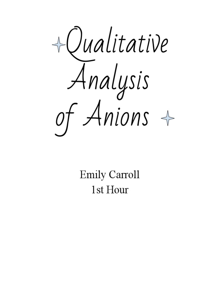 Qualitative Anion Analysis Report | PDF