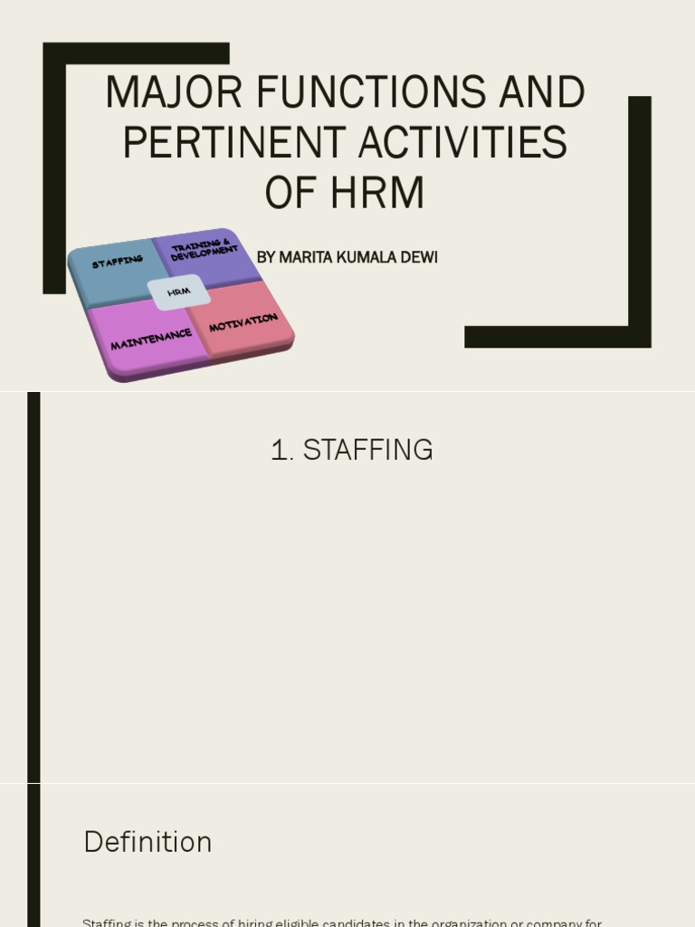 Major Functions and Pertinent Activities of HRM | PDF | Motivation ...