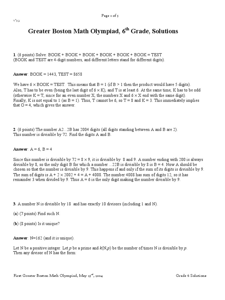 Soal Olimpiade Matematika Grade 6 | PDF | Prime Number | Abstract Algebra