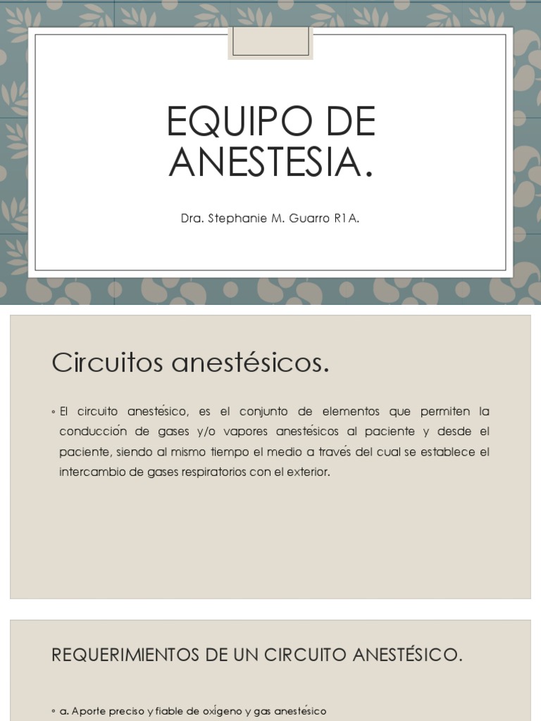 Circuitos Anestésicos: Guía Completa | PDF | Dióxido de carbono | Calcio