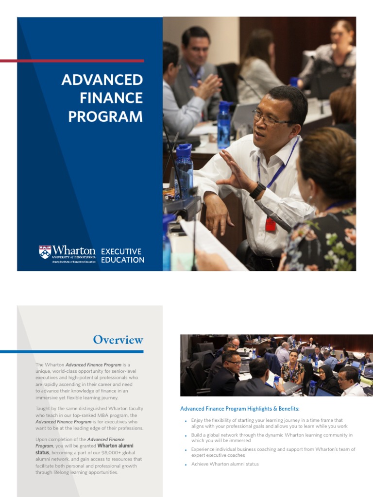 Wharton Advanced Finance Program | PDF | Private Equity | Wharton ...