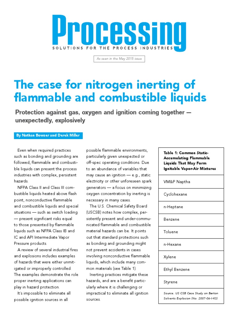 The Case For Nitrogen Inerting of Flammable and Combustible Liquids ...