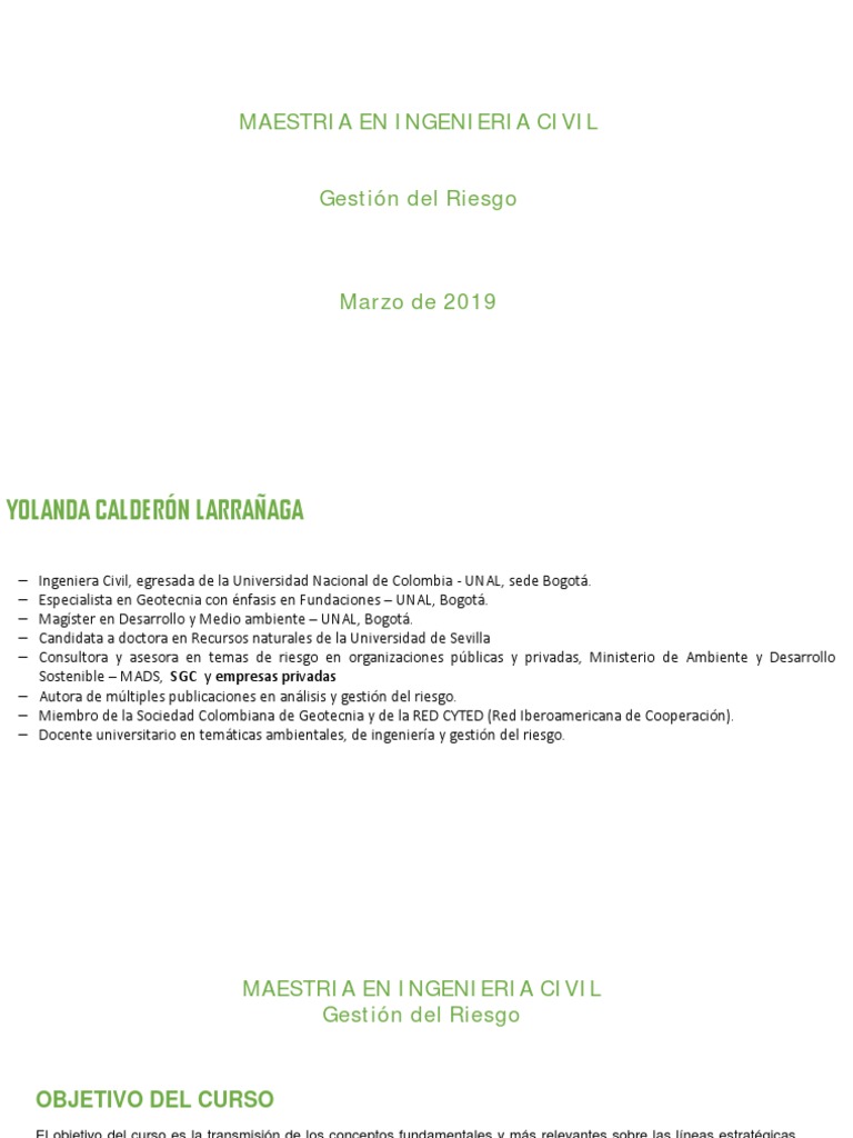 Presentacion Riesgo - Yolanda calderon-UD-CL1 PDF | PDF | Planificación ...