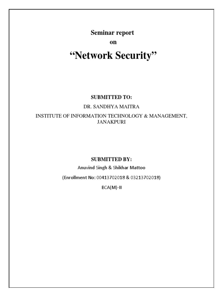 Network Security: Seminar Report On | PDF | I Pv6 | Computer Network