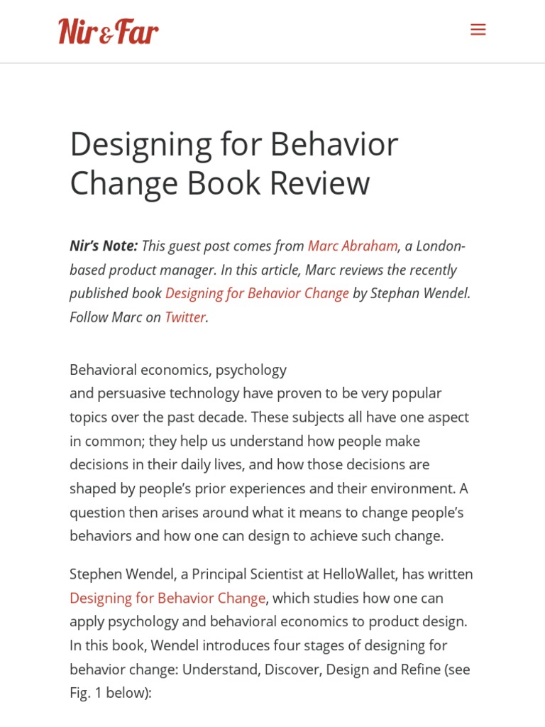 Designing For Behavior Change Book Review | PDF | Habits | Consciousness