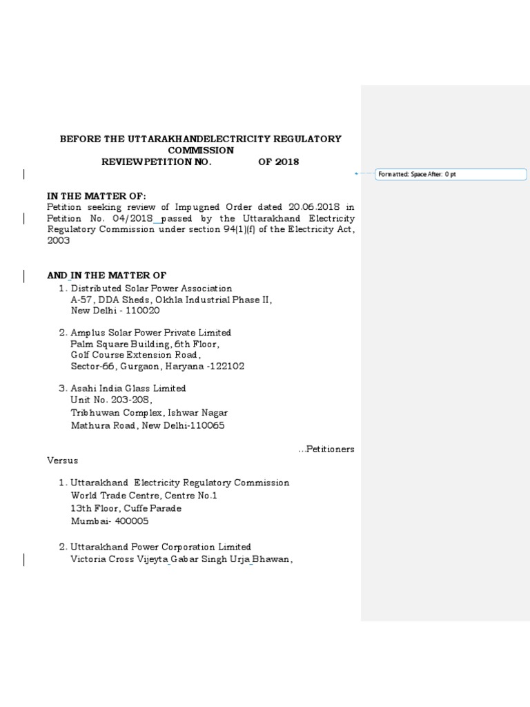 Uttarakhand Solar Power Review Petition | PDF | Solar Power ...