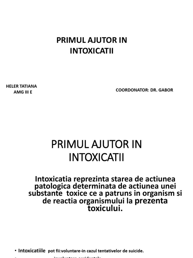 Prim Ajutor in Intoxicatii | PDF