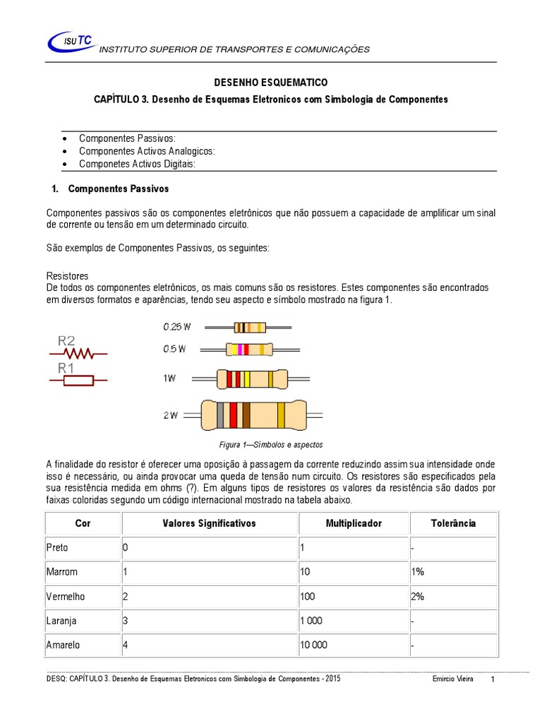 Ficha de Apoio Cap3 - Desenho de Esquemas Eletronicos Com Simbologia de ...