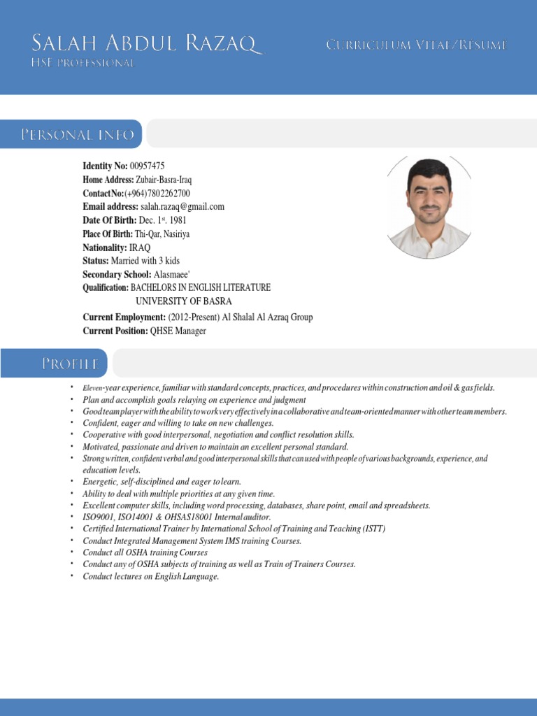 QHSE Resume | PDF | Safety | Iso 9000