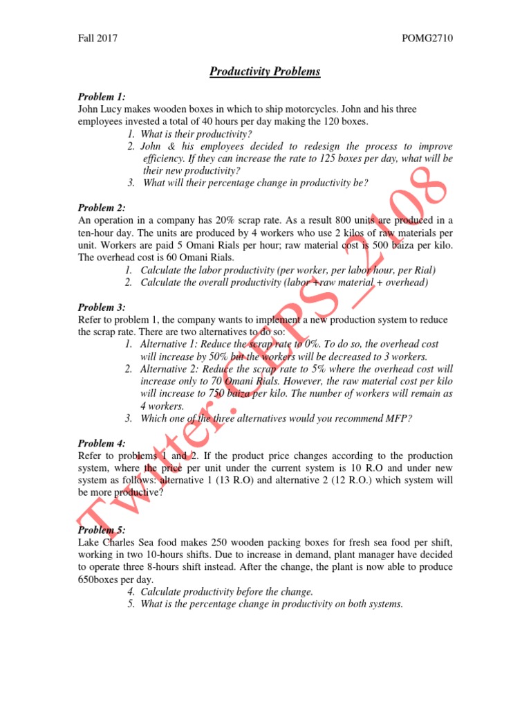Productivity Problems | PDF | Pound Sterling | Production And Manufacturing