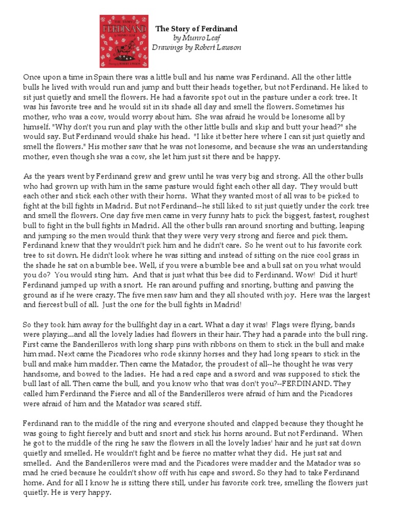 Ferdinand English PDF | PDF | Bullfighting