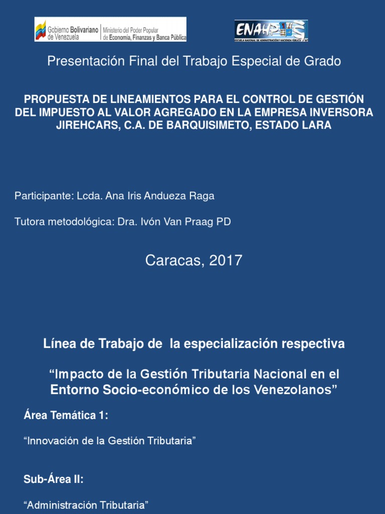 Presentación Final Del TEG | PDF | Impuestos | Impuesto al valor agregado