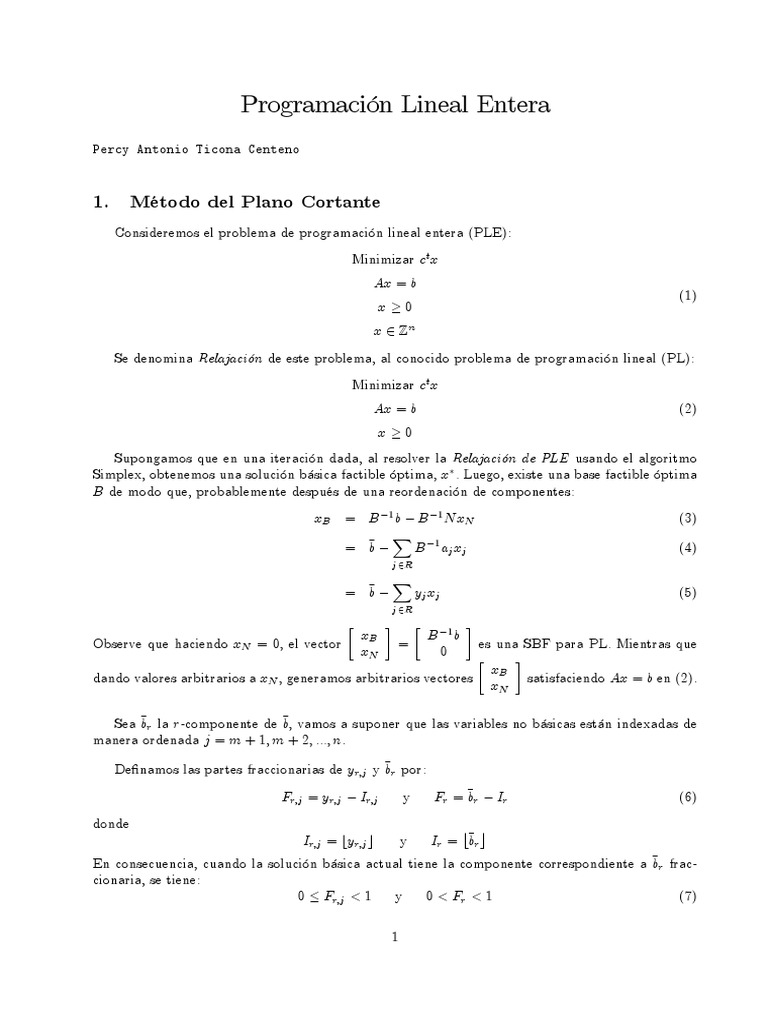 Programacion Lineal Entera | PDF | Programación lineal | Algoritmos