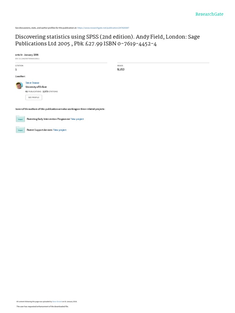 Discovering Statistics Using SPSS 2nd Edition Andy | PDF | Analysis Of ...