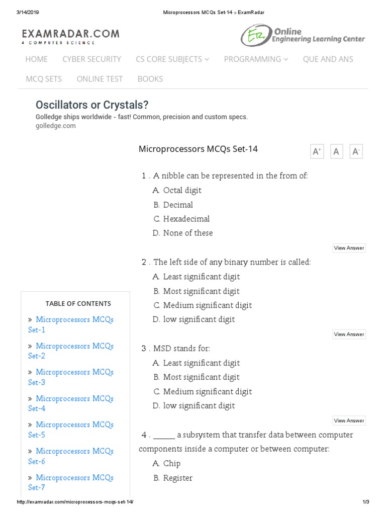 Microprocessors MCQs Set-14 ExamRadar | PDF | Central Processing Unit ...