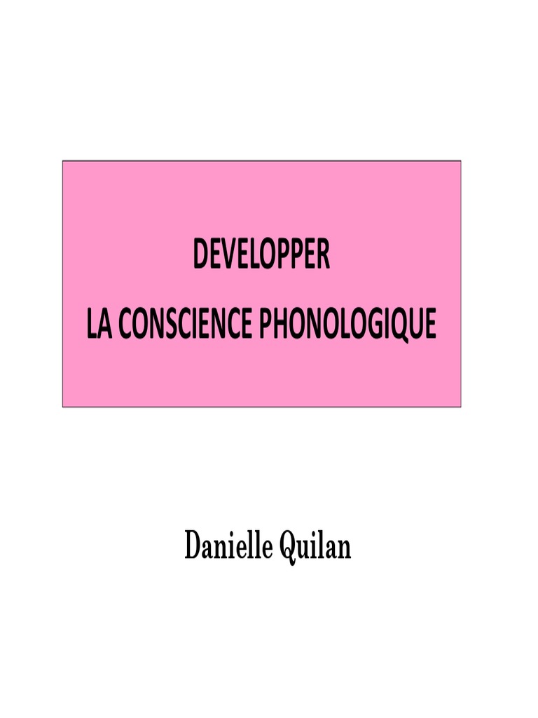 Développer Conscience Phonologique PDF | PDF | Apprentissage de la ...