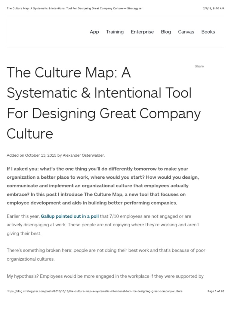 The Culture Map: A Systematic & Intentional Tool For Designing Great ...