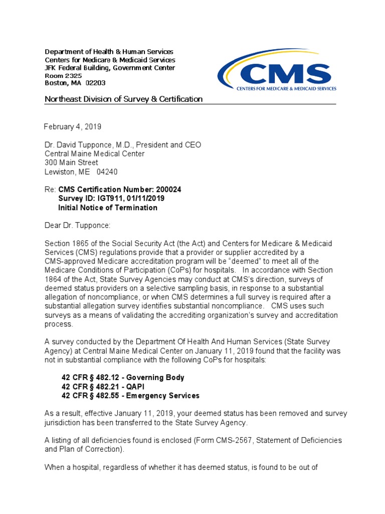 Central Maine Medical Center Letters and Surveys | PDF | Medicare ...