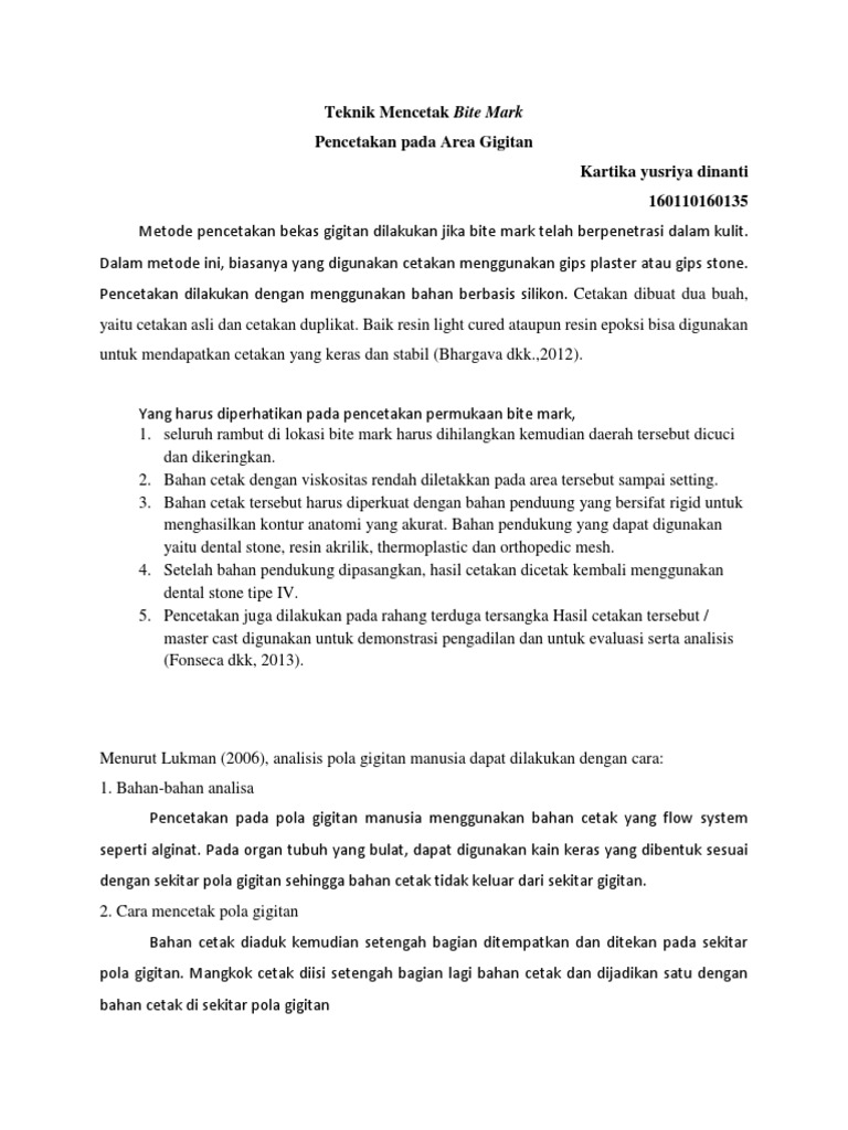 Teknik Pencetakan Bite Mark Forensik | PDF